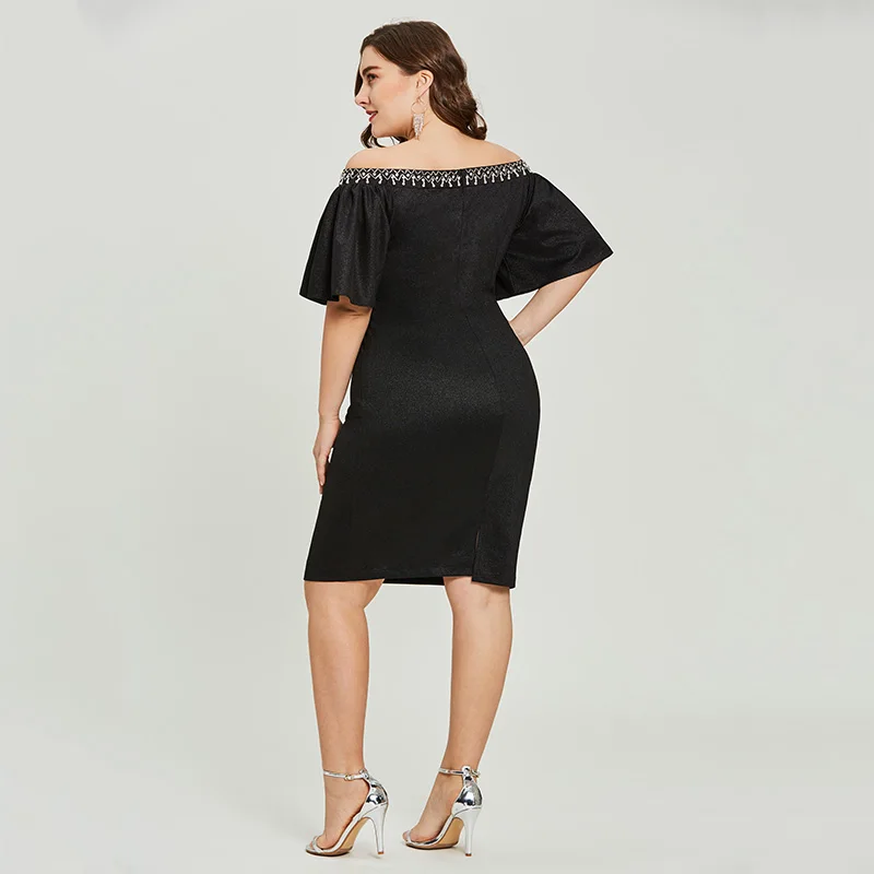 Dressv черное коктейльное платье дешевое с открытыми плечами длиной до ...