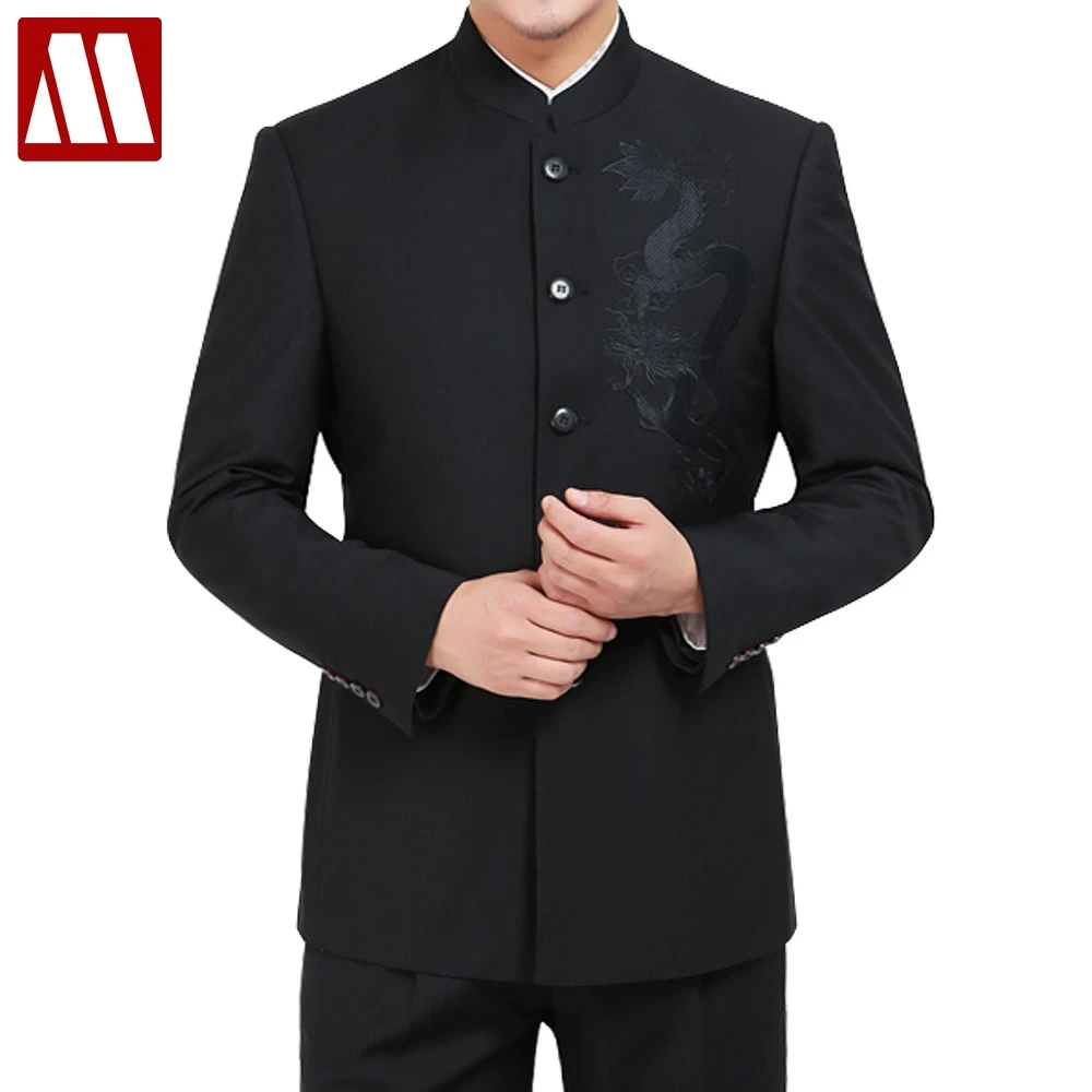 Men's Single Breasted Suits Embroider Dragon Suit Sets Fashion Chinese ...