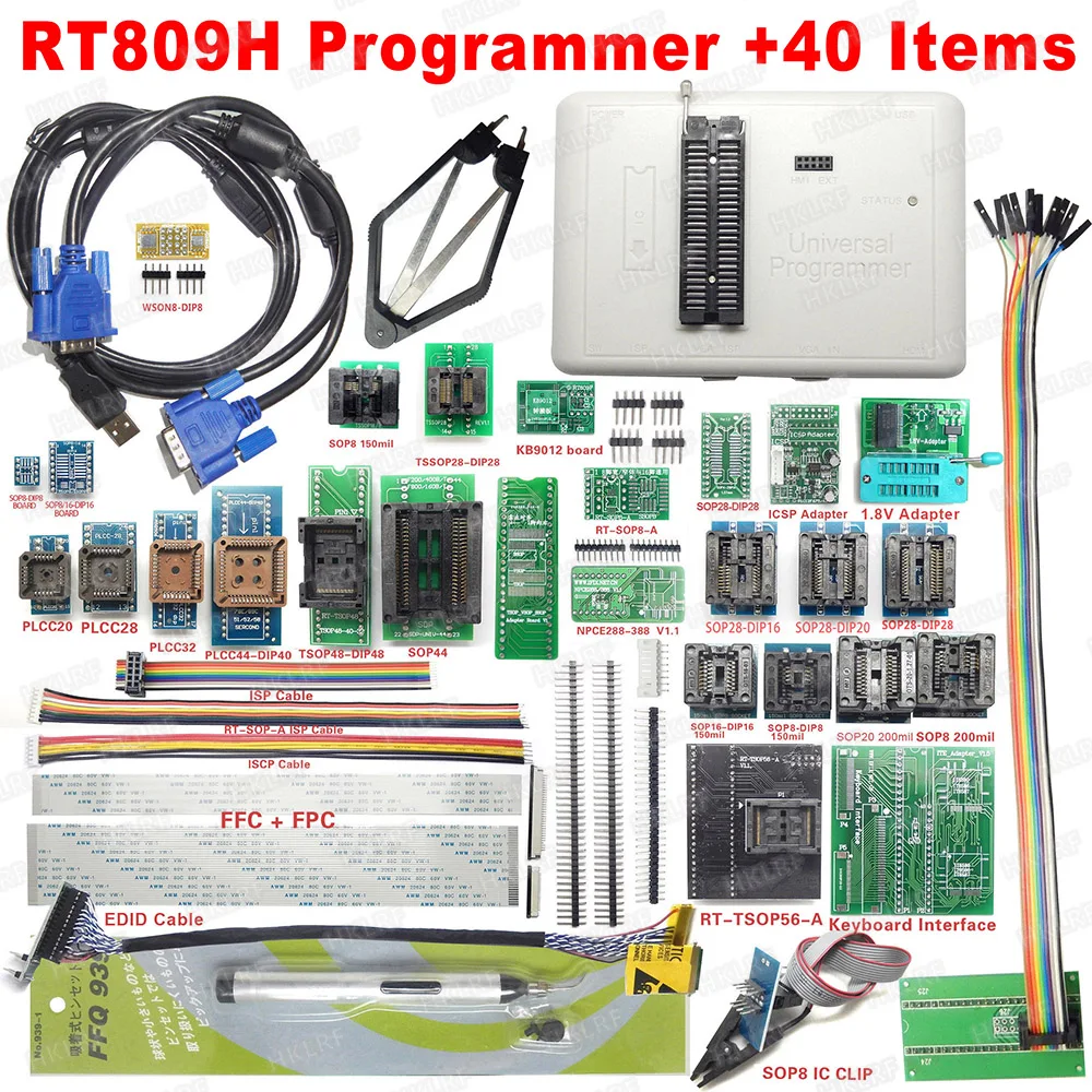 Rt809h Emmc Nand Flash Extremely Fast Universal Programmer 40 Items With Edid Cabels Emmc Nand