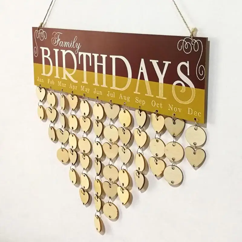 2018 DIY Wooden Hanging Calendar Family Friends Birthday Date Reminder ...