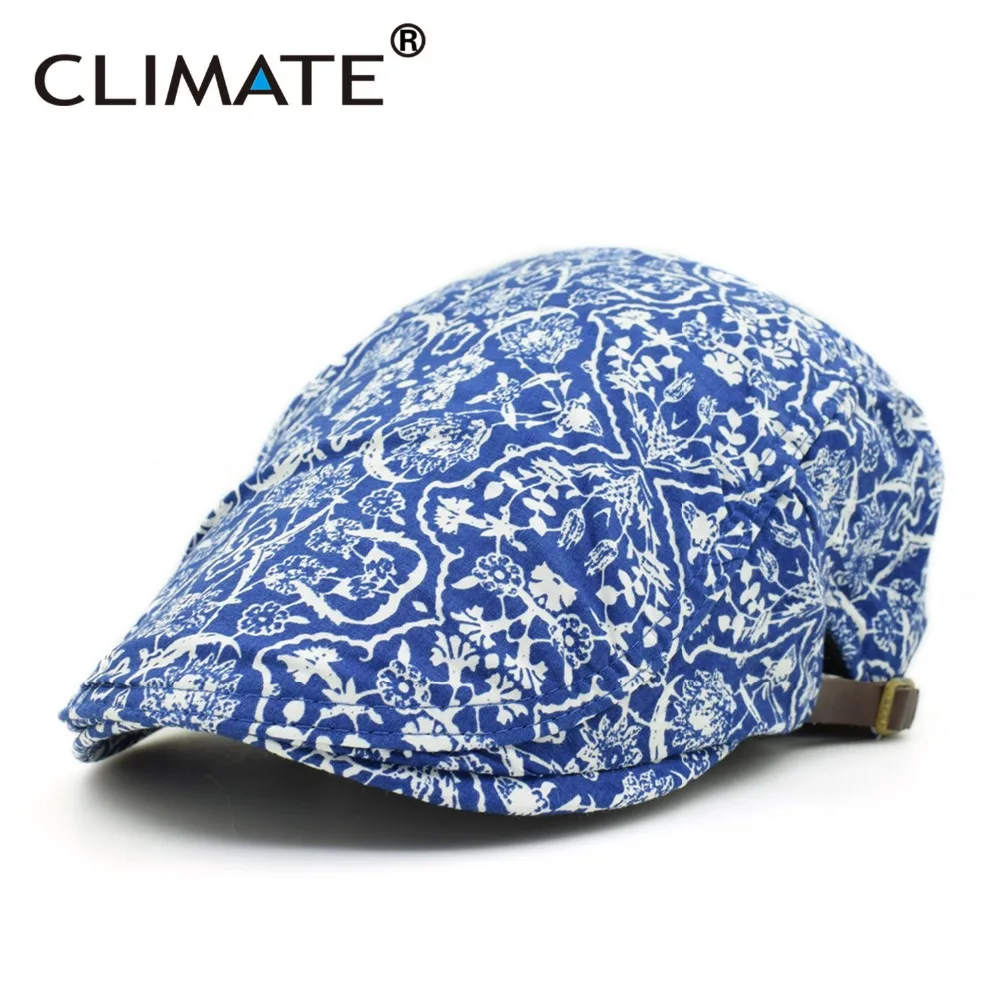 CLIMATE Spring Men Women Chinese China Style Flowers Blue Berets Cotton ...