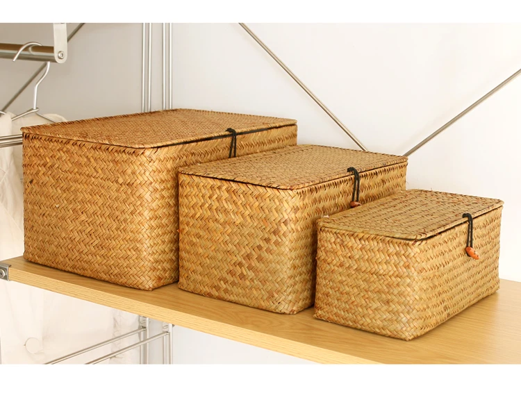 Handmade Seagrass Woven Storage Box Seaweed Storage Finishing Basket ...