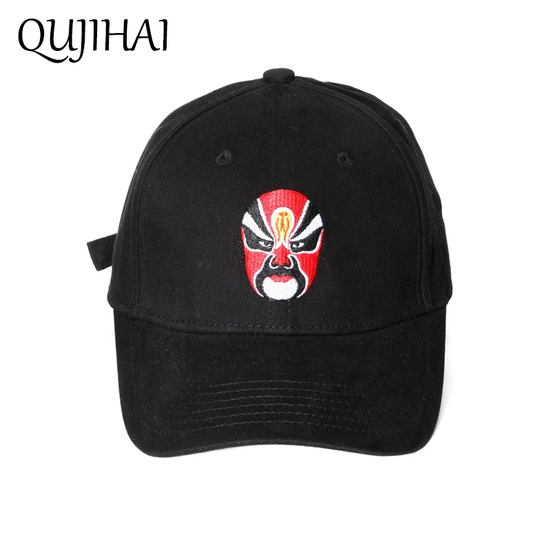 QUJIHAI Peking Opera Mask Embroidery Baseball Cap Men Snapback Caps ...