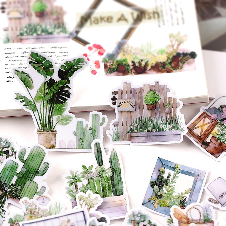 28pcs-Cute-Self-made-Green-Plant-Stickers-DIY-Stickers-Diary-Album ...