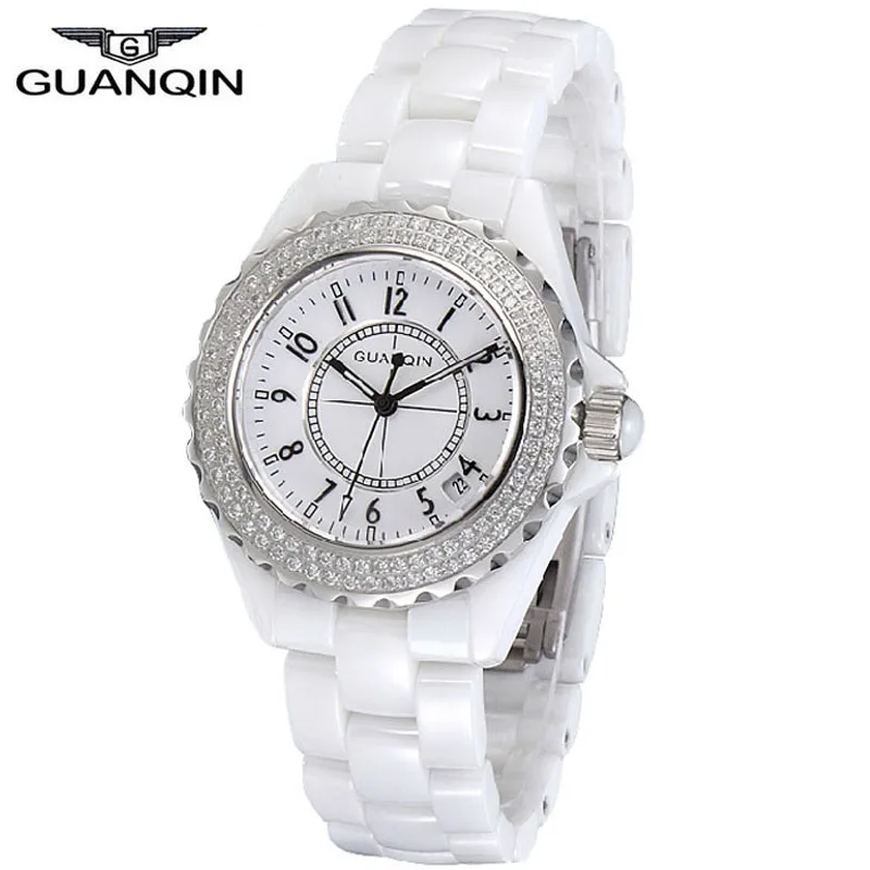 White women watches Quartz Waterproof brand GUANQIN White watches ...