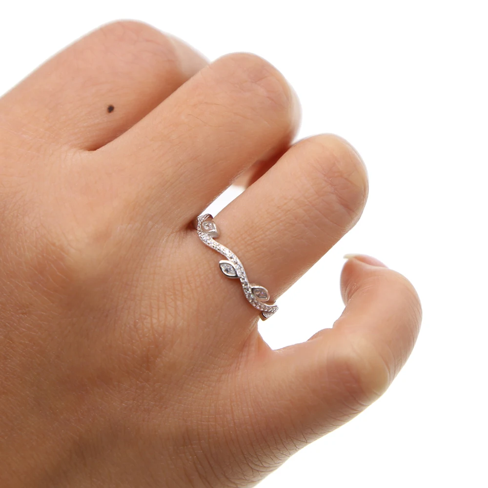 top quality 925 sterling Silver wist oval Zircon stackable finger ring ...