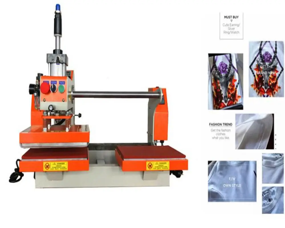 Pneumatic Double heat sliding bonding heat press machine 25*30cm E ...