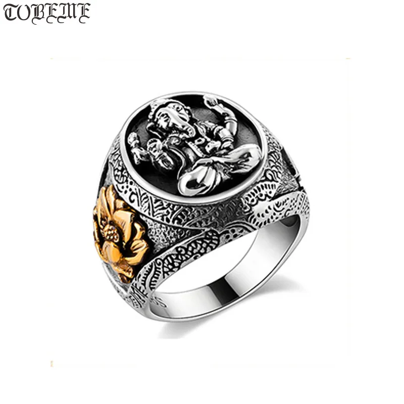 NEW Handmade 925 Silver Ganesha Ring Male Ring Vintage Thailand Silver Ganesha Buddha Ring ...