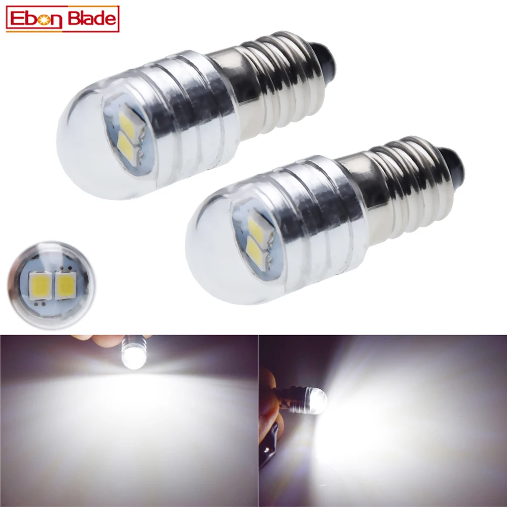 Pair E10 LED Bulb Screw Base Small Mini 1447 2835 2SMD White Light For ...