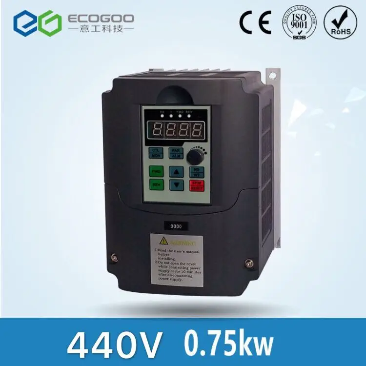 New 440vAC 0.75kw VFD Variable Frequency Drive VFD Inverter 440v 3 phase Input 3 phase Output ...
