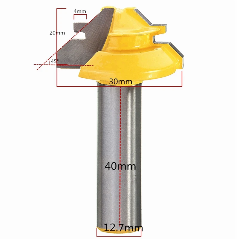 Small Lock Miter Router Bit Anti kickback 45 Degree 1/2 inch Stock 1/2 ...