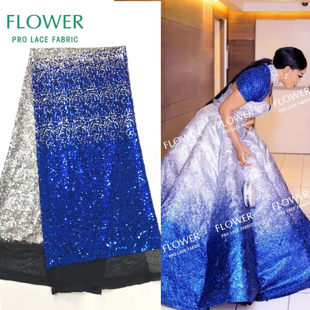Gradient Color Sequined Mesh Tulle Net Lace Fabric African High Quality ...