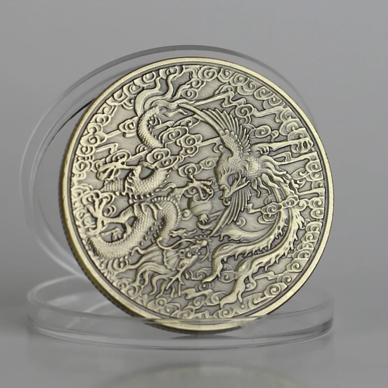 Traditional Chinese Dragon and Phoenix Commemorative Coin 40mm Copper ...