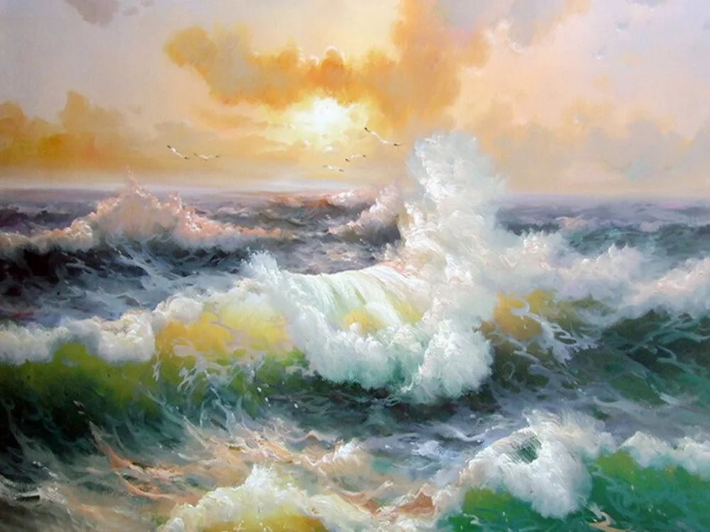 Ocean Sea Wave DIY Diamond Painting Decorative Crafts Painting ...