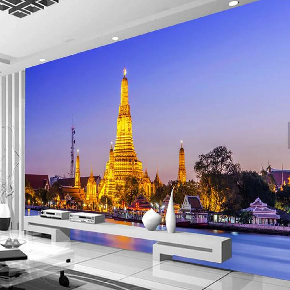 Custom South Asian Wallpaper Mural Thailand Gold Build Living Room ...