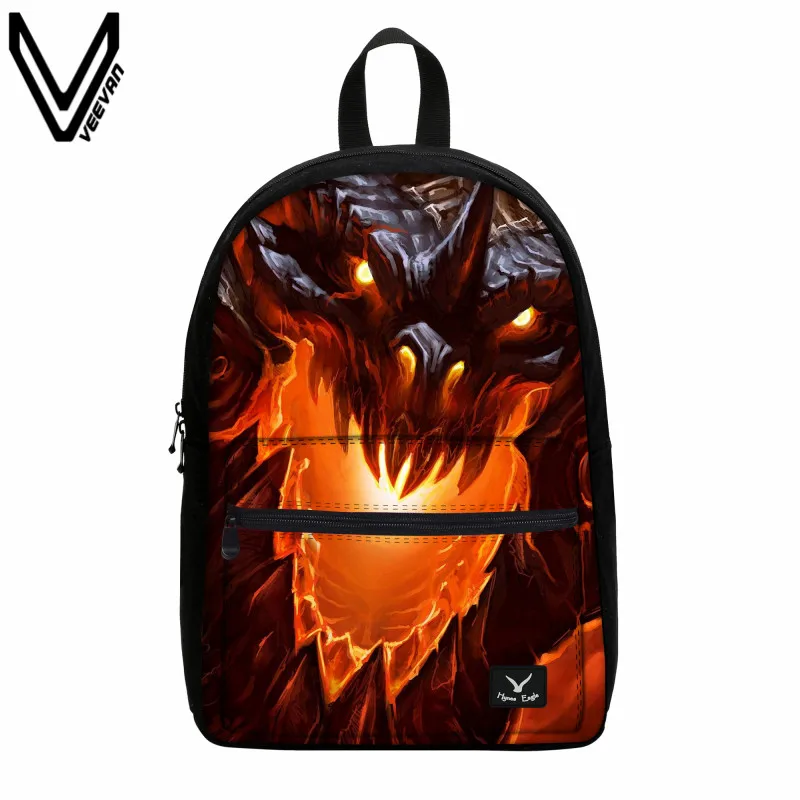 VEEVANV Cool Men Backpack Fashio Fiery Dragon Printing Backpacks Canvas ...