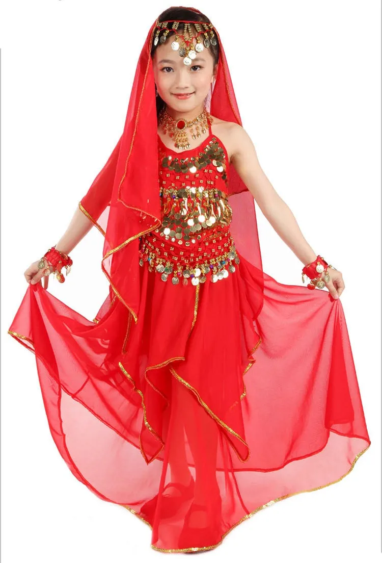 Купить танец живота ребенка 5 предметов индийская одежда индии розовый ...