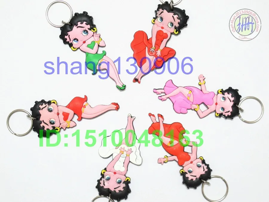 50pcs Free Shipping Betty Boop children PVC Key Chains Fashion Jewelry ...