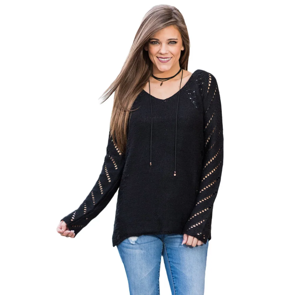 Autumn And Winter Large Size Sweater Long Sleeved V Neck Wide Loose ...