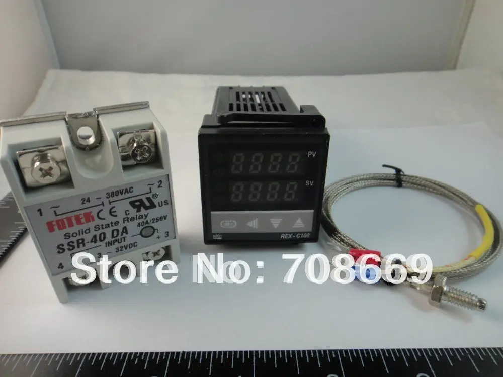 Digital PID Temperature controller REX C100FK02 V*AN+ max.40A SSR + K ...