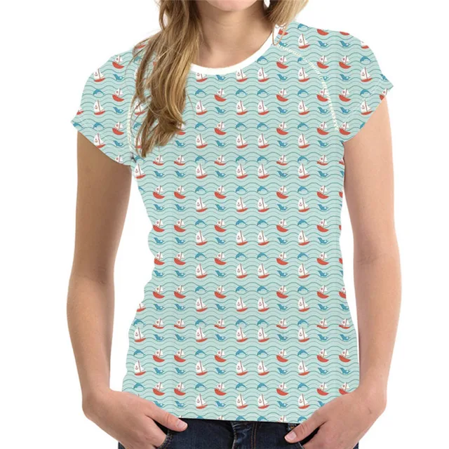 FORUDESIGNS 3D Dolphin Printed Women T Shirt Fashion Bodybuilding Tee ...