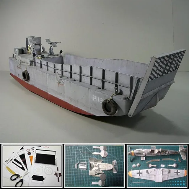 Paper Model Ship World War II US Barka Desantowa LCM3 landing ship 1:25 ...