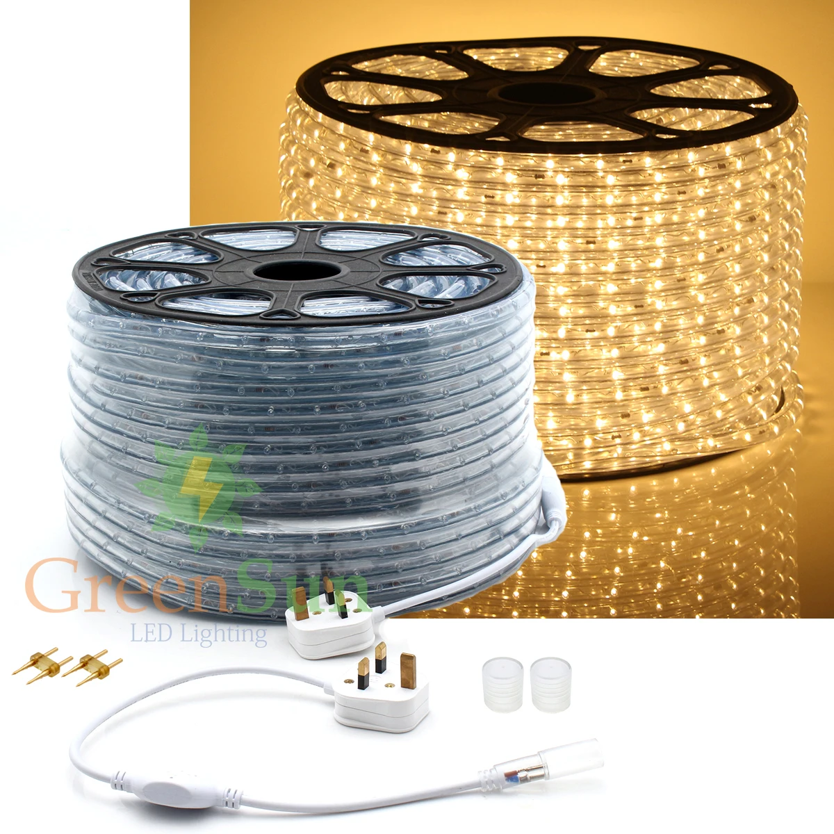 20 50M M36 leds/m 2 Wire Warm White 220V Waterproof IP68 LED Strip ...