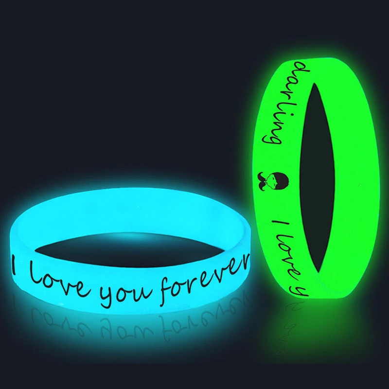 100pcs Custom Bracelets Silicone Glow-in-the-dark Wristbands Luminous ...