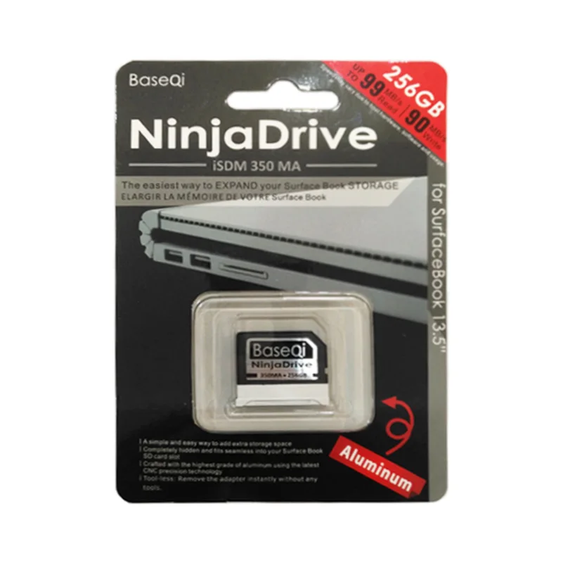 BaseQi NinjaDrive Aluminum Memory Card 256GB SD Card For Microsoft ...