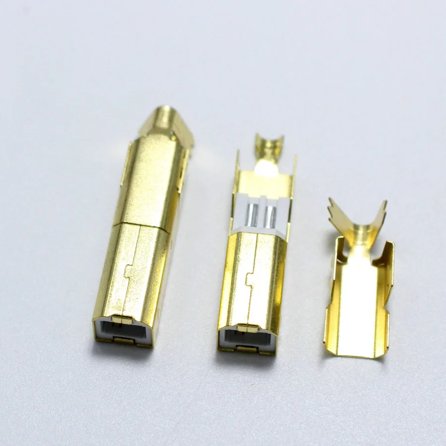 2set USB Type B 표준 포트 암 솔더 잭 커넥터 PCB 소켓 USB B 유형 금도금 USB 플러그 HIFI USB ...