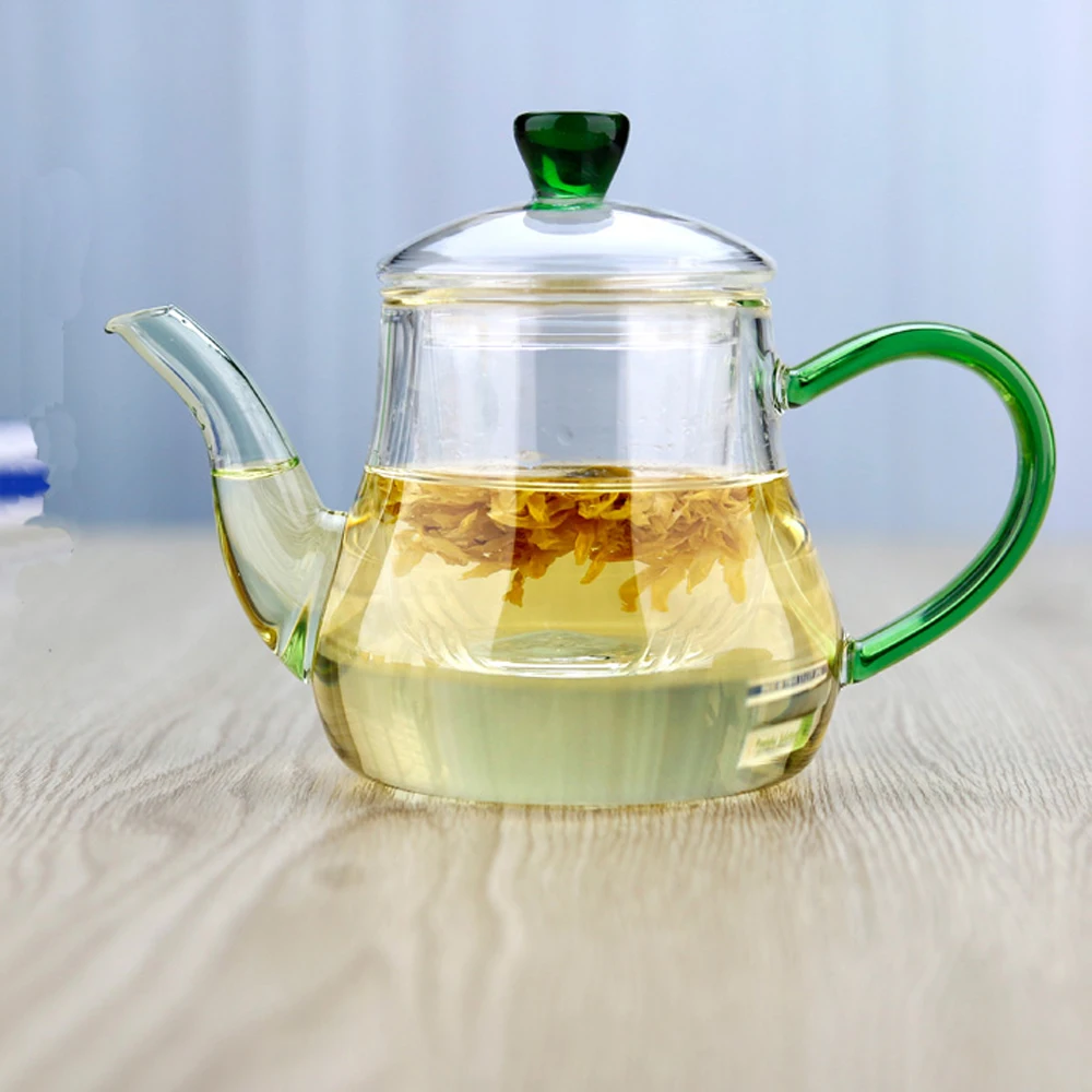Pindefang Elegant 400ml Whole Borosilicate Glass Teapot With Strainer Glass Infuser Heatable