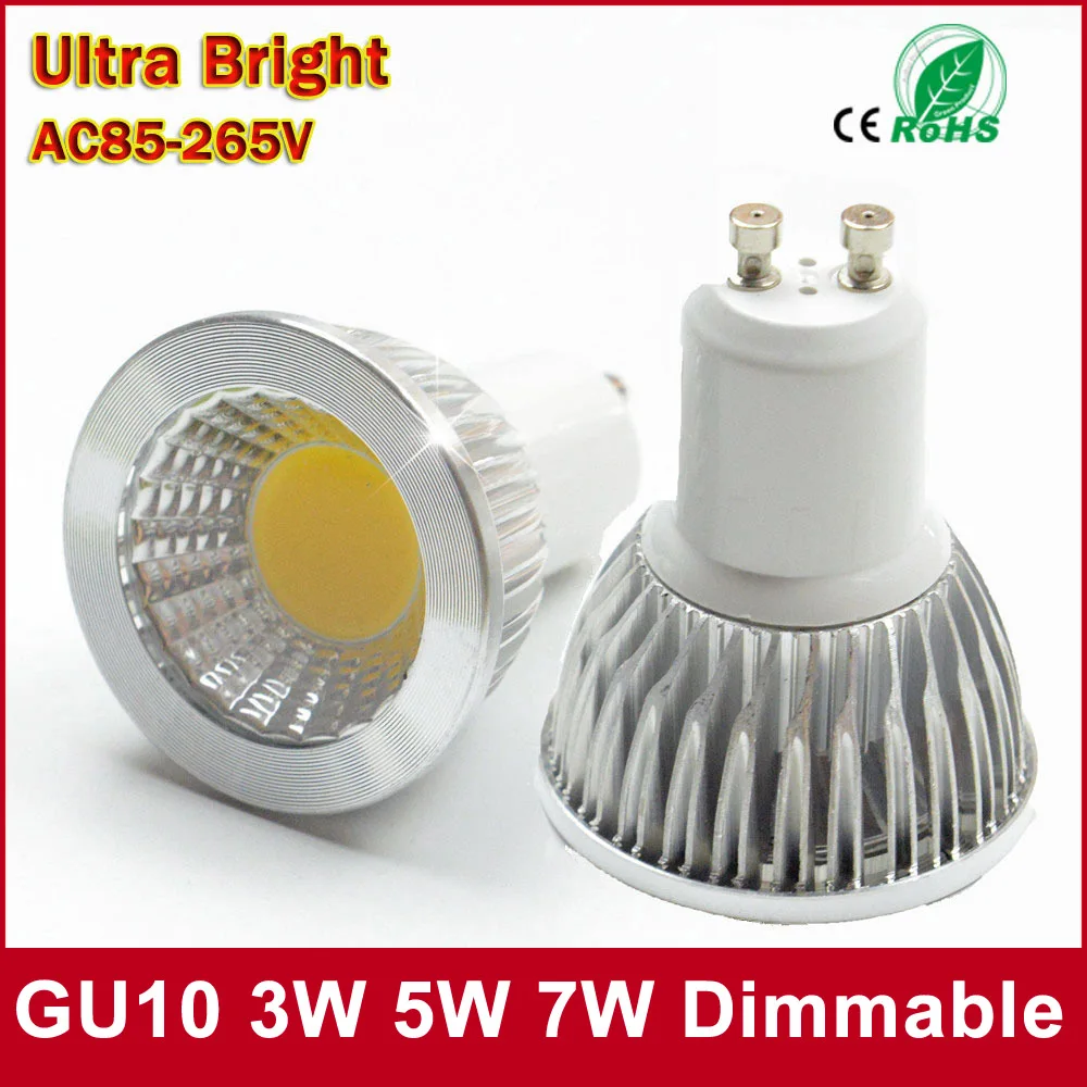 Led Spotlight Gu10 Cob Dimmable Led Bulb 3w 5w 7w Warm White White 85