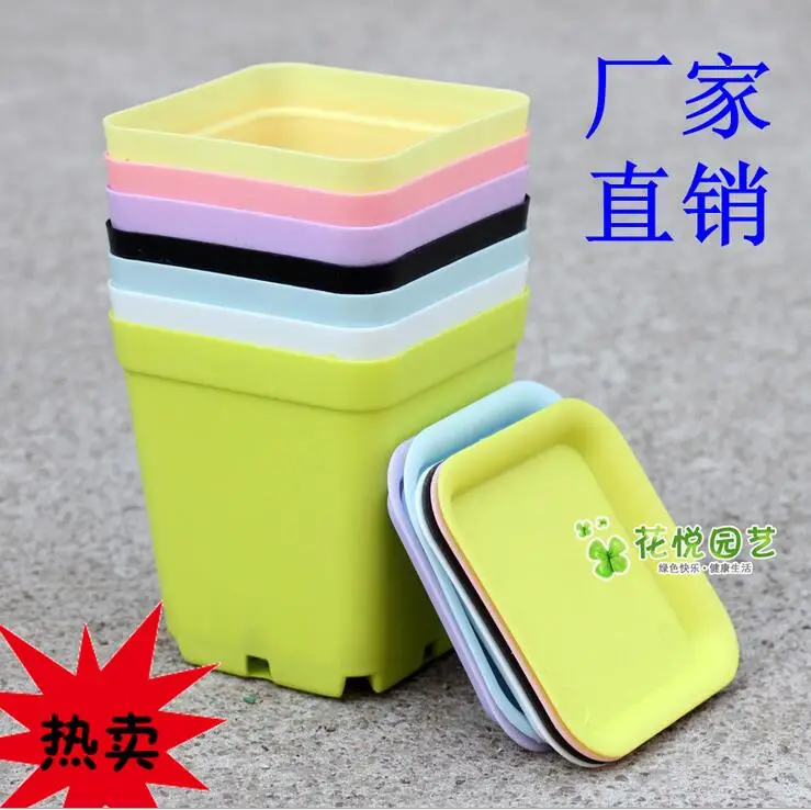 8 piece set of mini small square pots succulents nursery plastic pots ...