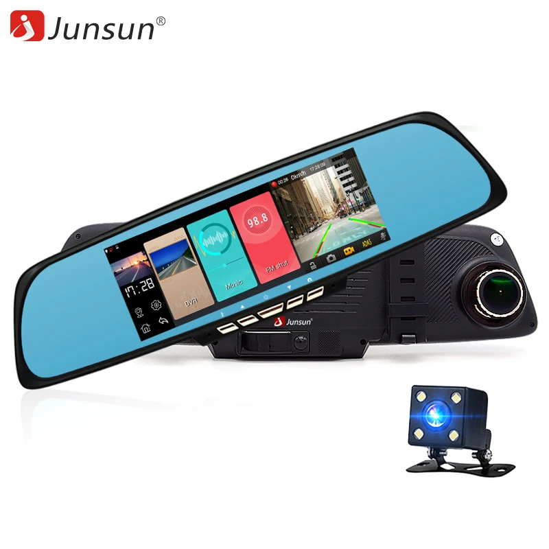 Junsun 6.86" Car Camera DVR Mirror Android GPS Navigation Dual Lens ...