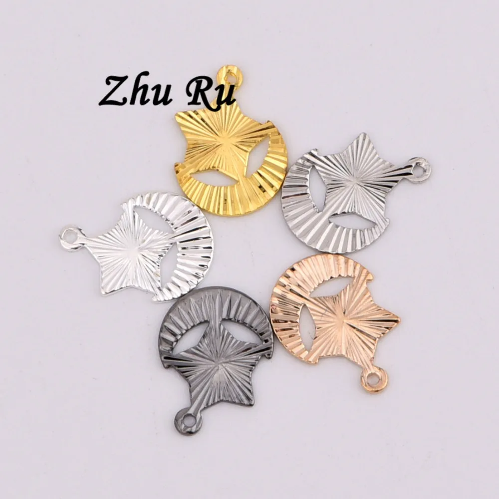 ZHU RU 20pcs/lot 11.9*9.7mm Moon and stars Pentagram Connect hug Charm ...