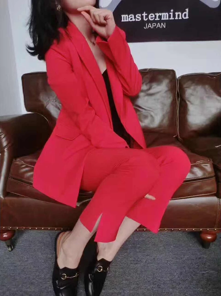 Europe 2017 autumn new fashion women suit and red suit trousers loose ...