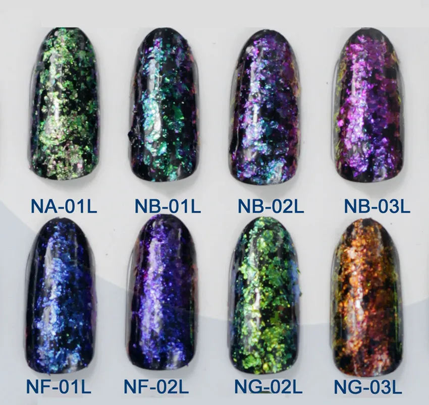 24 STYLES Chameleon Flakes Magic Effect Flakes Multi Chrome Nail Powder Glitter Sequins Nail Art ...