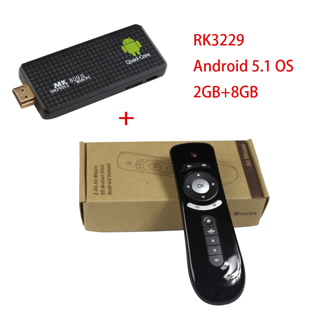 Free T2 remote controller + MK809III Smart Android 5.1 TV BOX 2G+8G ...