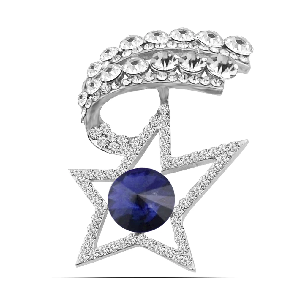 B236 Crystal Star Brooches For Women Gold And Silver Color Jewelry