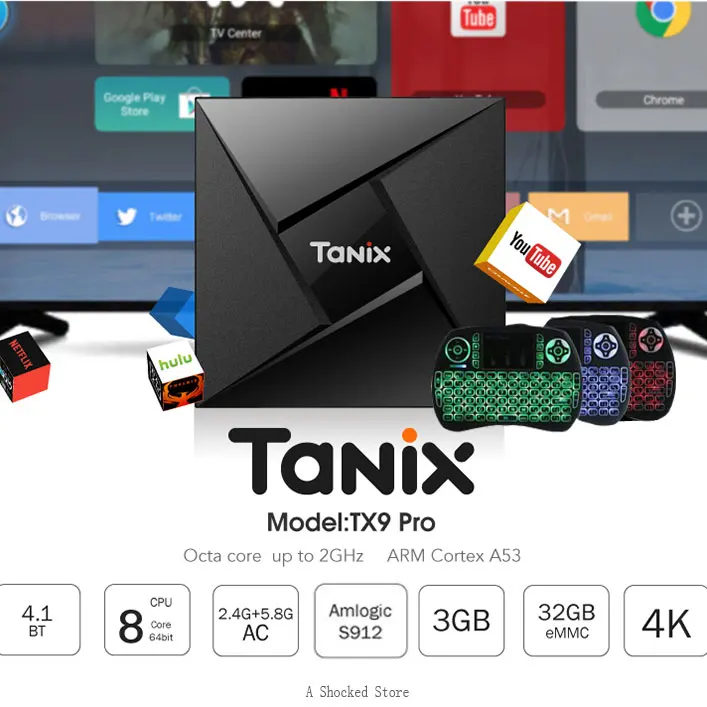 Tanix TX9 Pro TV Box 3G 32G Amlogic S912 Android 7.1 OS Bluetooth 4.1 Media Player 1000M LAN PK ...