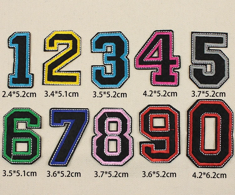 10pcs/lot Mixed 10 Numbers colorful patches Mixed For Clothing Iron On ...
