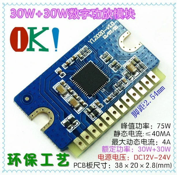 YL2020 new 20W+20W D digital amplifier board 12V 24V mini power ...