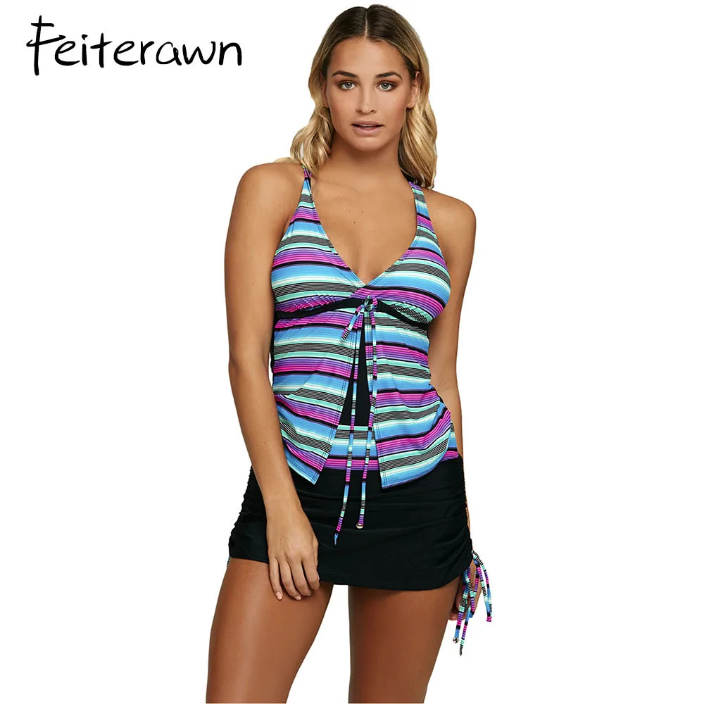 Feiterawn Swimwear Women Plus Size Two Piece Bikini Brazilian Push Up Swimsuit Dress Bathing