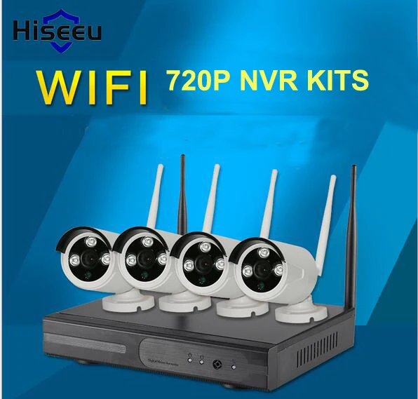 720P Wireless CCTV System 4ch wifi NVR KITS Wireless NVR IP Camera ...