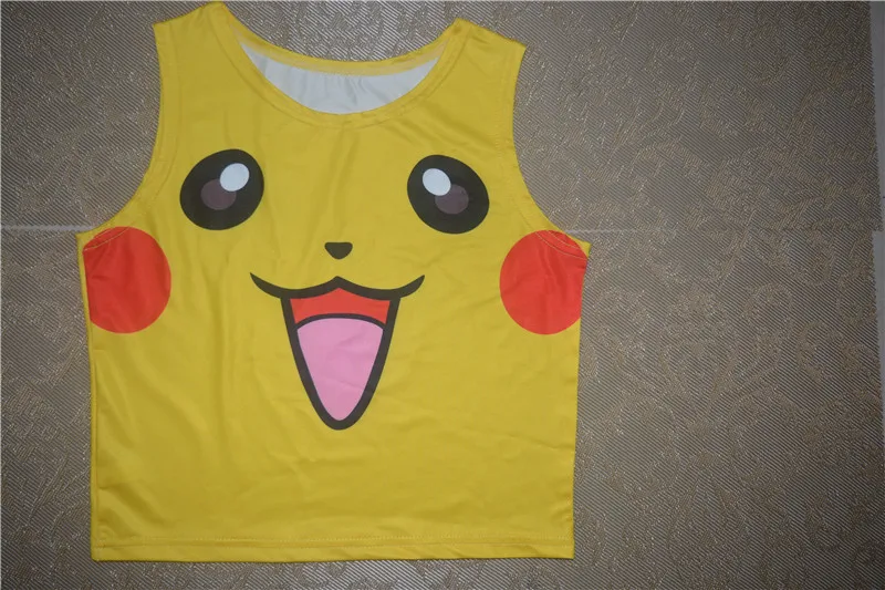 Anime Pokemon Pikachu Print Sleeveless Crop Top - KawaiiMerch.com