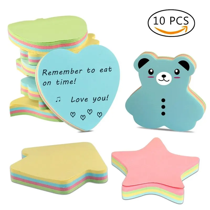 Self Stick Sticky Notes in Different Shapes, Colorful Super Memo Notes ...