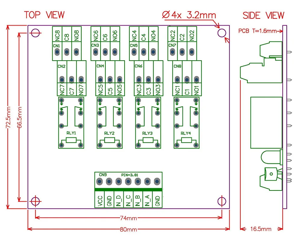 for Arduino Raspberry-Pi 8051 PIC. Electronics-Salon 4 DPDT Signal Relay Module Board DC 24V ...