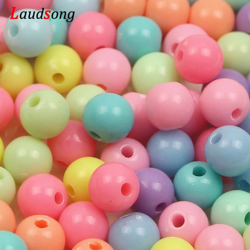 DIY-6-8-10-12-14-16-18-20mm-Candy-Farbe-Spacer-perlen-Runde-Acryl ...