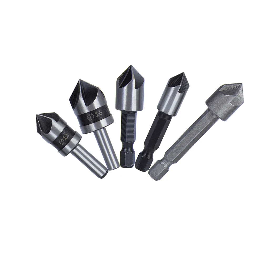 5Pcs 82 Degree Angle HSS Chamfer Cutter Chamfering Drilling End Mill ...