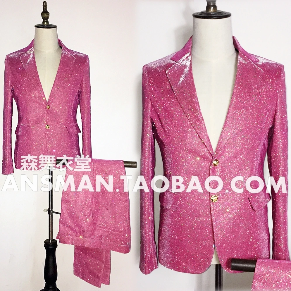 S 5XL 2017 New Gradient pink gentleman style custom made Men's suits ...